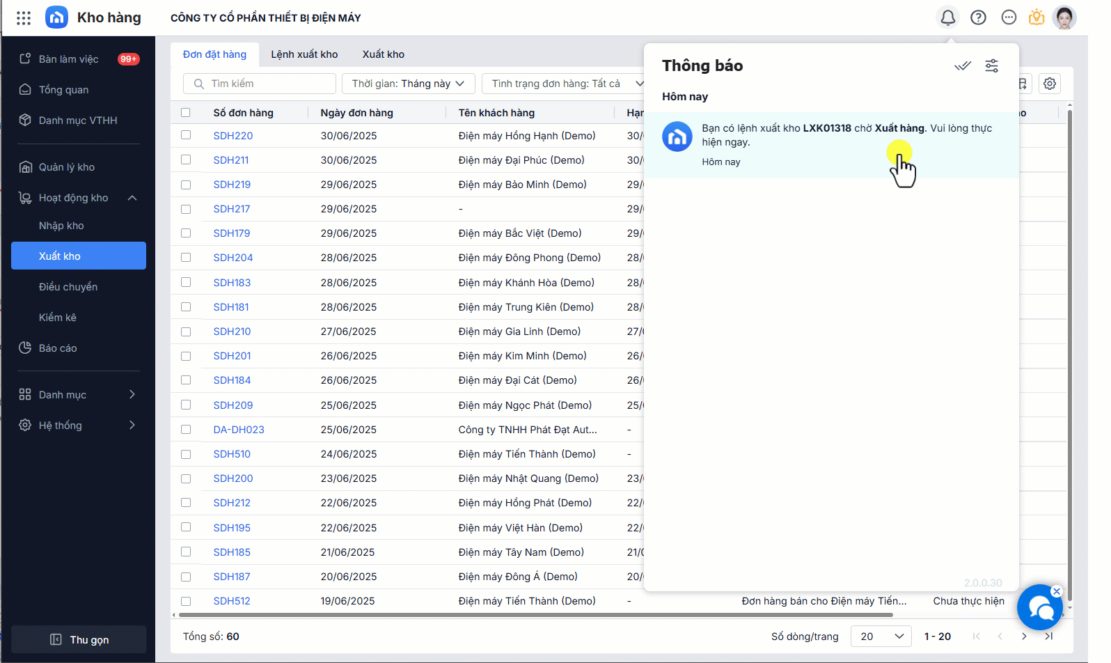 Lập lệnh xuất kho - AMIS Kho hàng