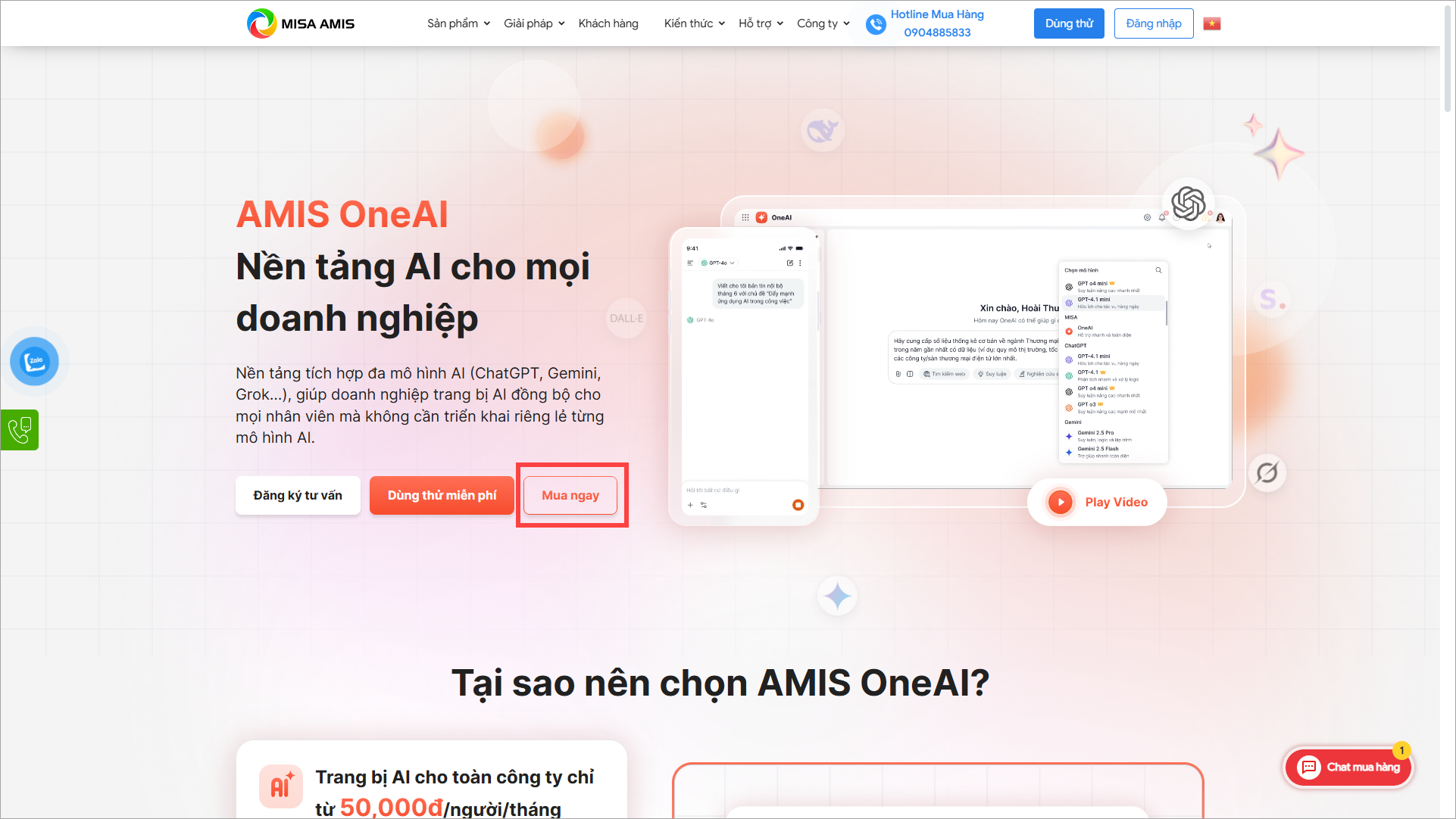 Mua và cài đặt ứng dụng – AMIS OneAI