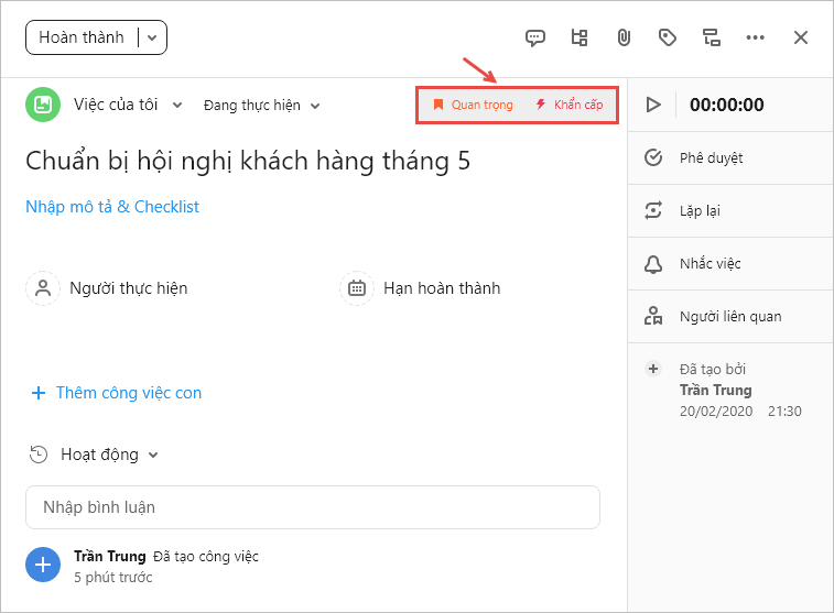 Đánh dấu công việc là Quan trọng hoặc Khẩn cấp – AMIS Tuyển dụng
