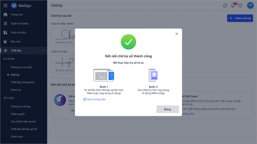 5. Kết nối AMIS WeSign và chữ ký số từ xa MISA eSign – Help WeSign