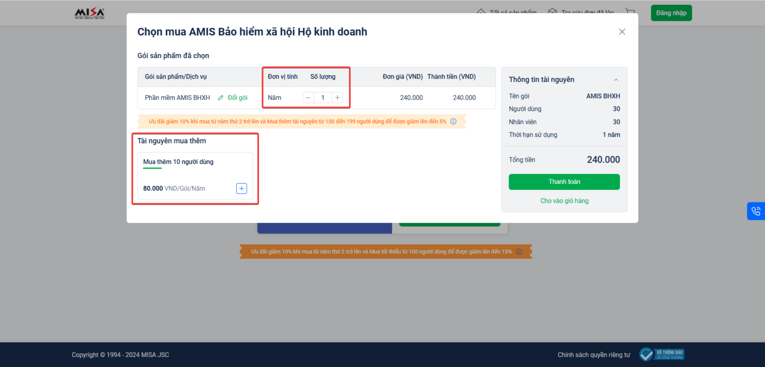 2.2 Nhập thông tin mua hàng