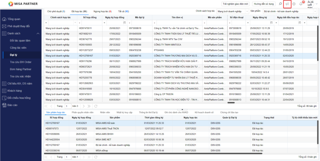 Anh/chị truy cập ứng dụng MISA Partner Manager , sau đó nhấn vào icon ...